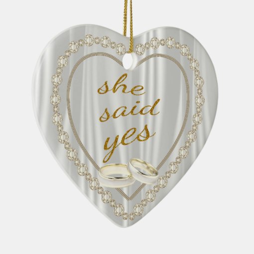 She Said Yes, Photo Engagement Ceramic Ornament | Zazzle