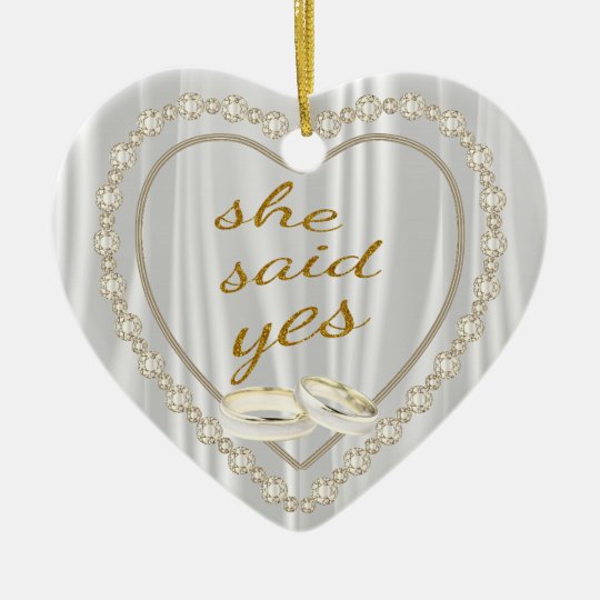 She Said Yes, Photo Engagement Ceramic Ornament | Zazzle.com