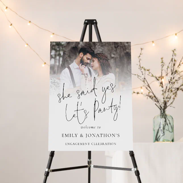 She Said Yes Photo Welcome Engagement Party Foam Board | Zazzle