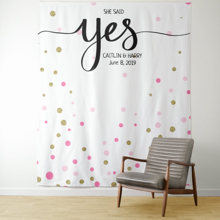 she said yes wedding photo Booth backdrop banner | Zazzle