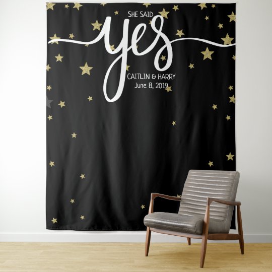 she said yes wedding photo Booth backdrop banner | Zazzle.com