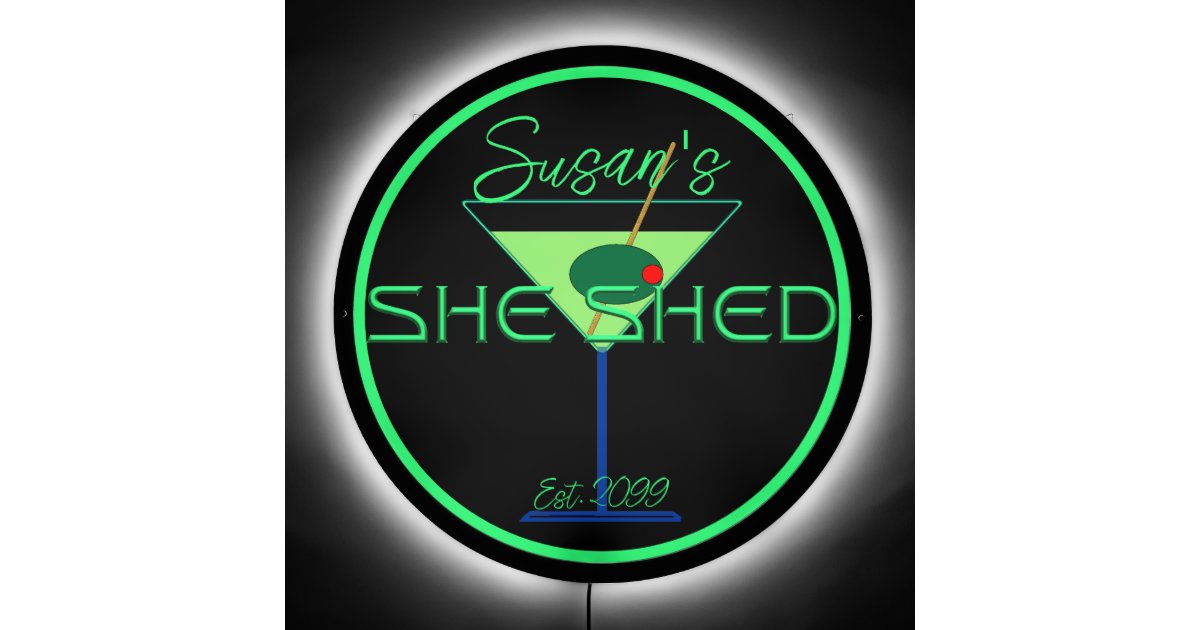 She Shed Woman's Man Cave Bar LED Sign | Zazzle