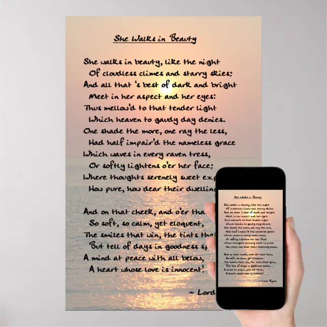 "She Walks In Beauty" Print | Zazzle