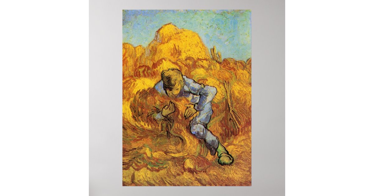 Sheaf Binder (after Millet) by Vincent van Gogh Poster | Zazzle