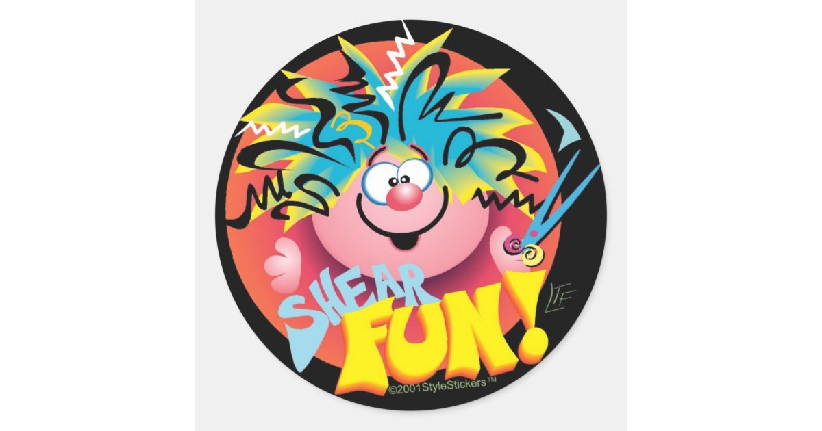 SHEAR FUN ©StyleStickers™ Classic Round Sticker | Zazzle