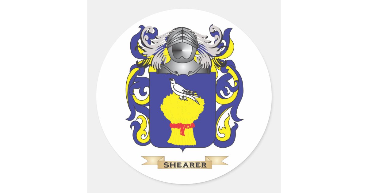 Shearer Coat of Arms (Family Crest) Classic Round Sticker | Zazzle