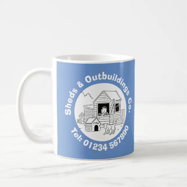 Sheds & Outbuildings Cartoon with Phone Number. Coffee Mug | Zazzle