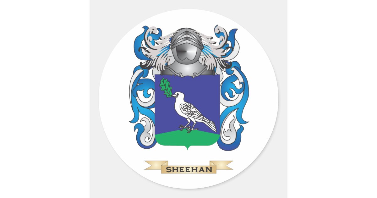 Sheehan Coat of Arms (Family Crest) Classic Round Sticker | Zazzle