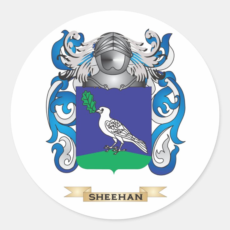 Sheehan Coat of Arms (Family Crest) Classic Round Sticker | Zazzle