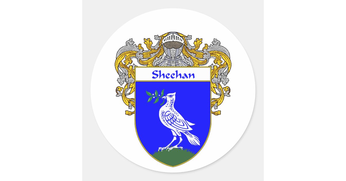 Sheehan Coat Of Arms Mantled Classic Round Sticker Zazzle sheehan-coat-of-arms-mantled-classic-round-sticker-zazzle