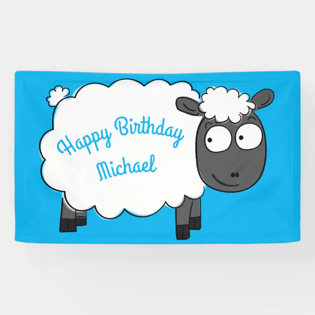 Sheep Birthday Party Cute Cartoon Kids Banner | Zazzle