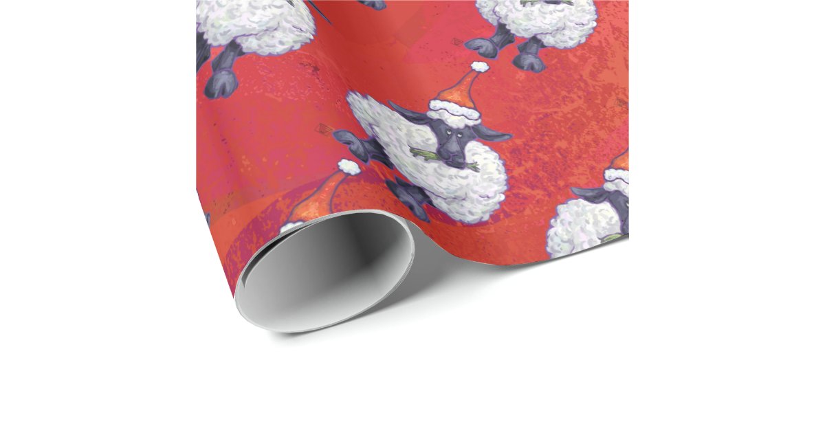 Sheep Christmas On Red Wrapping Paper | Zazzle