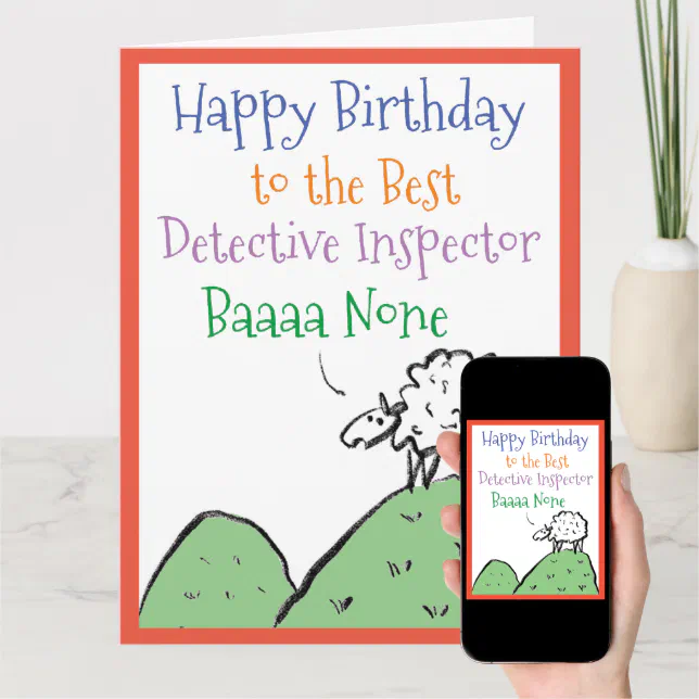 Sheep Design Happy Birthday Detective Inspector Card | Zazzle