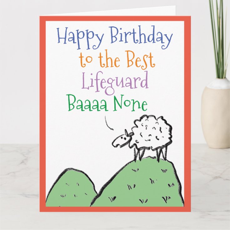 Sheep Design Happy Birthday to a Lifeguard Card | Zazzle