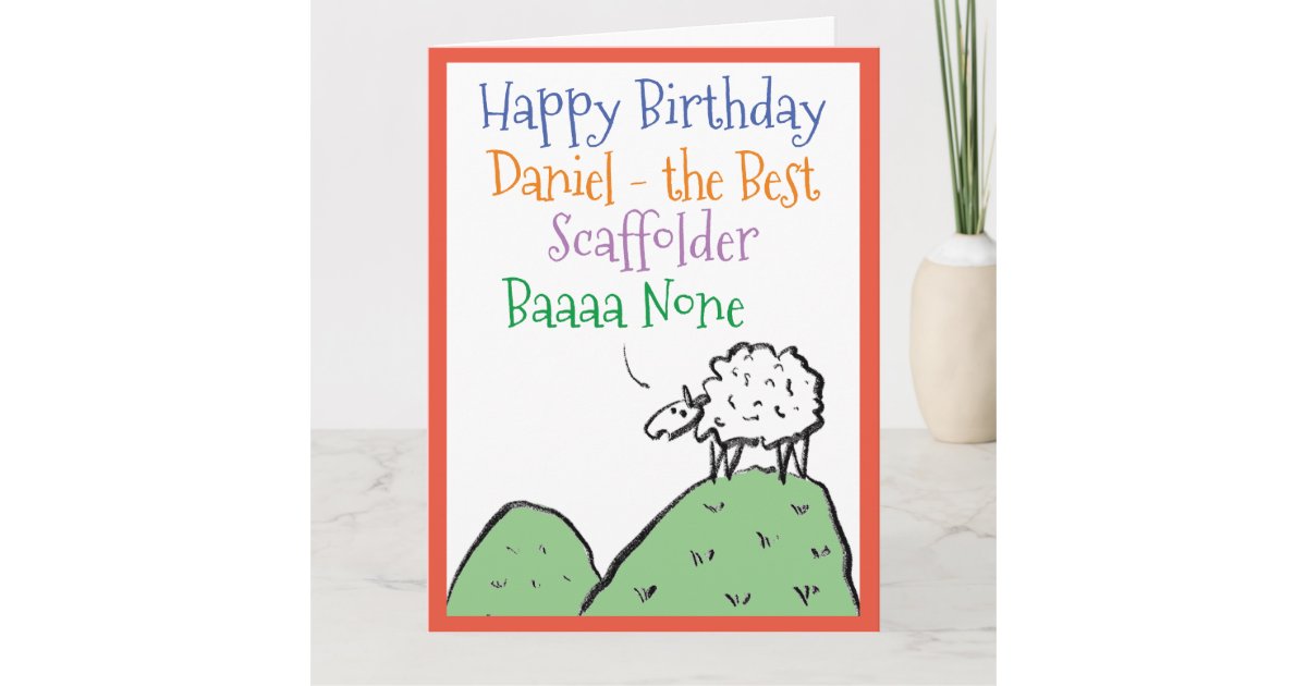 Sheep Design Happy Birthday to a Scaffolder Card | Zazzle