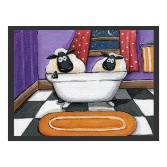 Sheep Dip | Sheep in a Bath Illustration Postcard | Zazzle.com