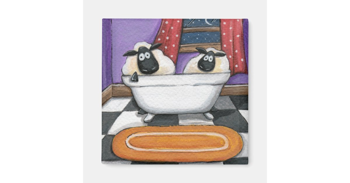 Sheep Dip | Sheep Taking a Bath Illustration Magnet | Zazzle