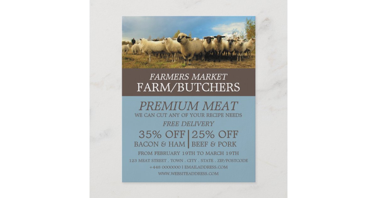 Sheep Farm, Farmer & Butcher Advertising Flyer | Zazzle
