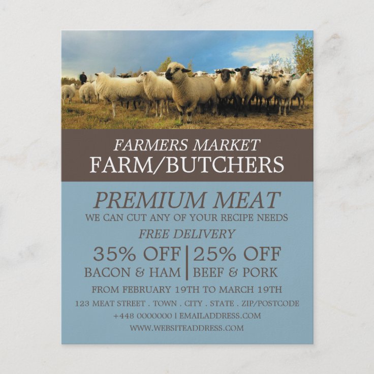 Sheep Farm, Farmer & Butcher Advertising Flyer | Zazzle