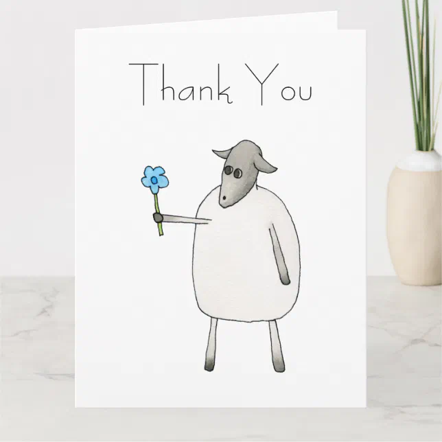 Sheep Giving a Flower, Thank You. Thank You Card | Zazzle