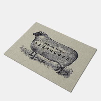 Sheep Illustration Farmhouse Style Custom Welcome Doormat | Zazzle