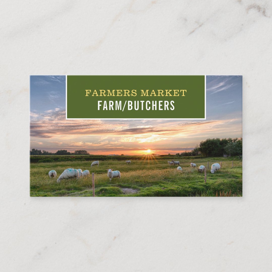 Sheep in Field, Farmer & Butcher Business Card | Zazzle