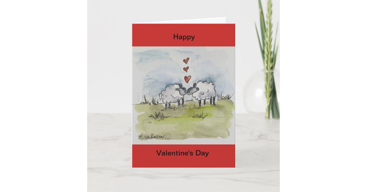 Sheep kissing holiday card | Zazzle