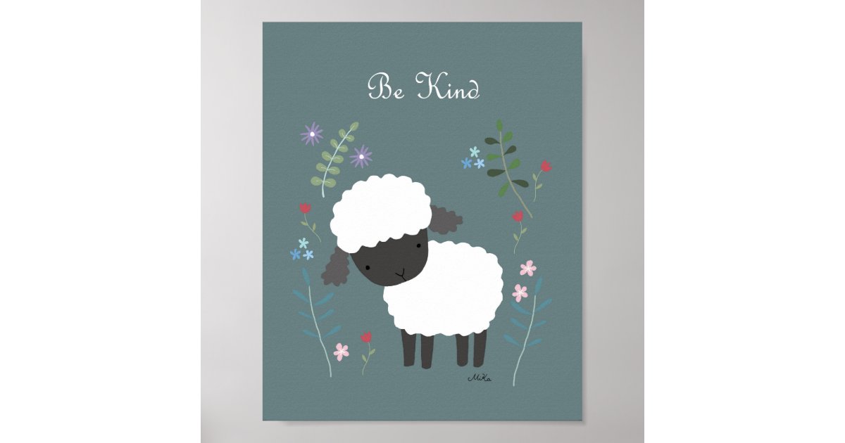 Sheep Nursery Art Cute Lamb Nursery Wall Decor | Zazzle