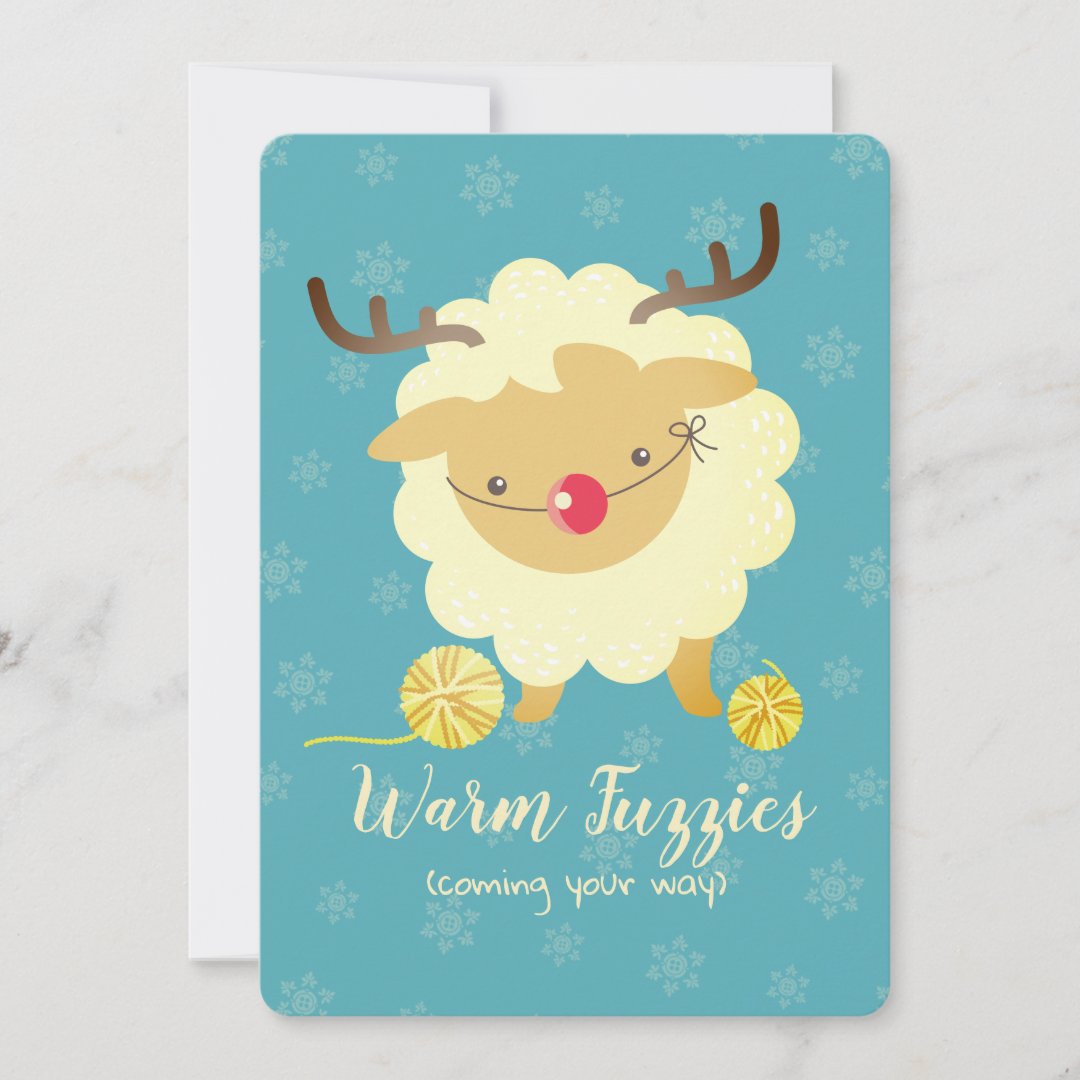 Sheep reindeer knitting crochet Christmas card | Zazzle