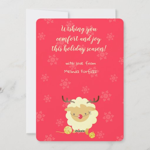 Sheep reindeer knitting crochet Christmas card | Zazzle