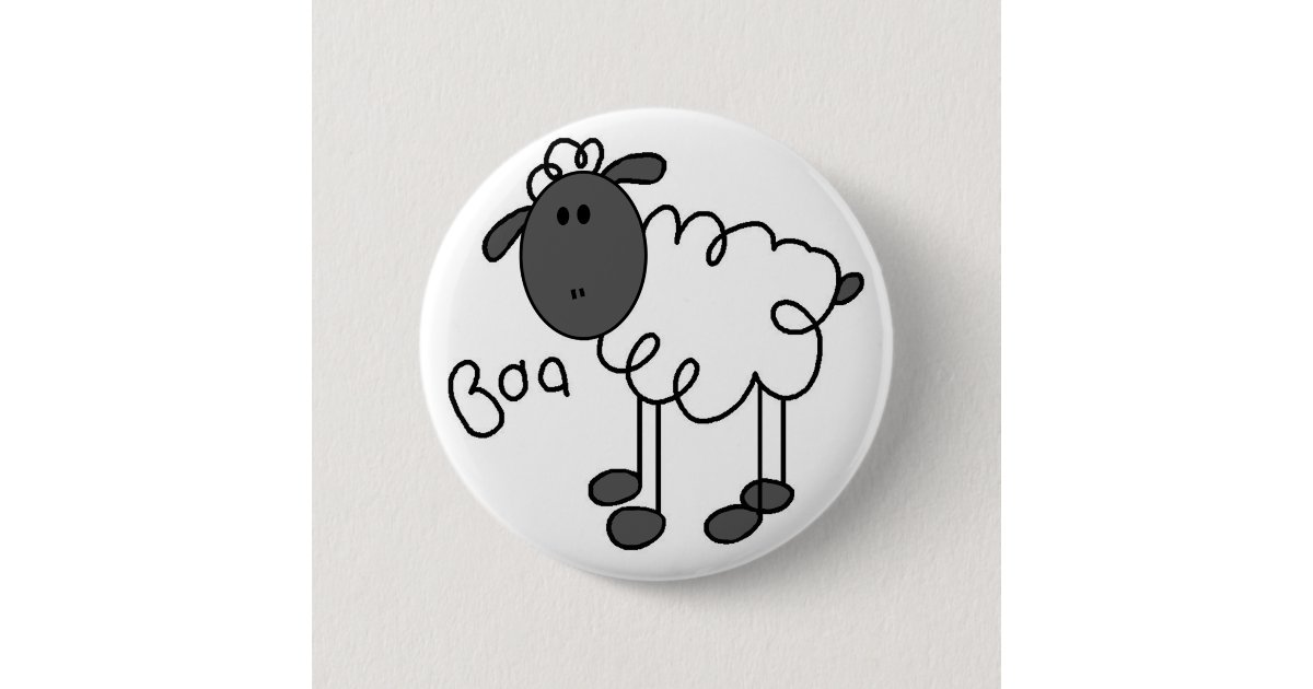 Sheep Stick Figure Button | Zazzle