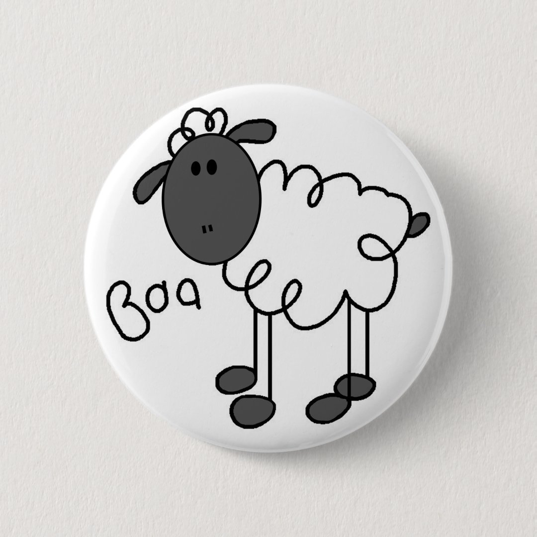 Sheep Stick Figure Button | Zazzle
