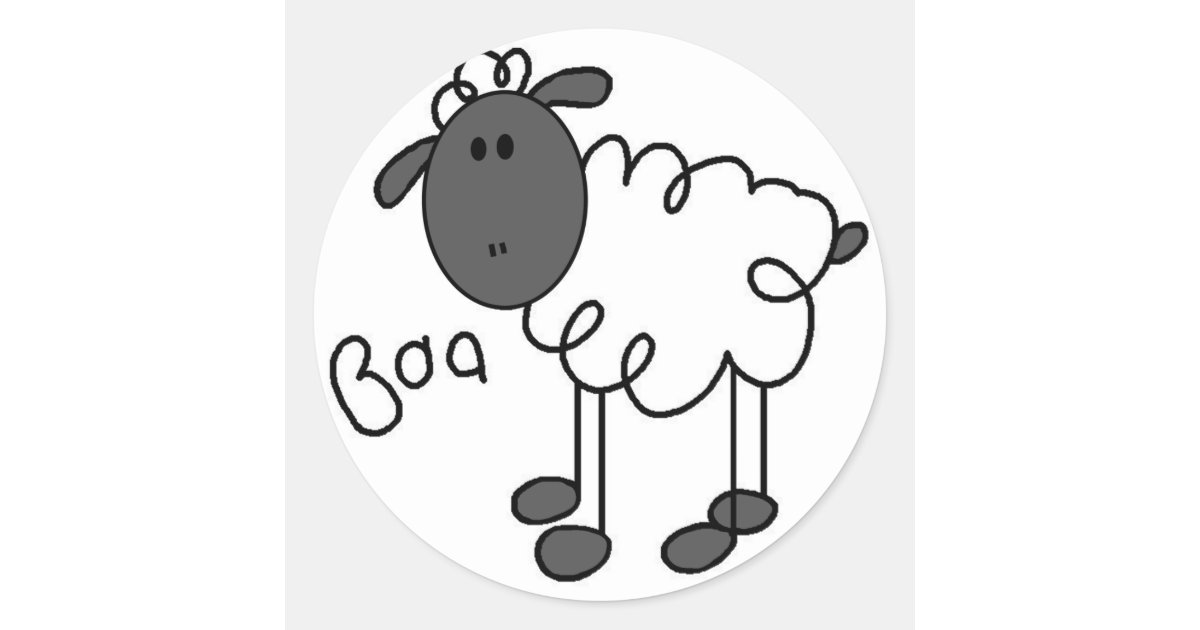 Sheep Stick Figure Sticker | Zazzle