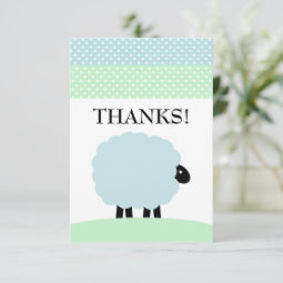 Sheep Thank you note cards blue green customize | Zazzle