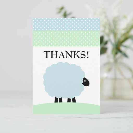 Sheep Thank you note cards blue green customize | Zazzle