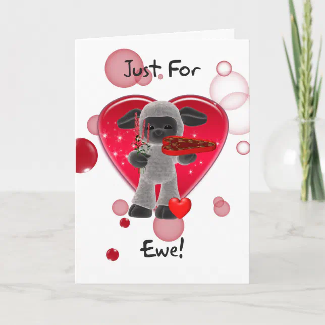 Sheep Valentine's Day Card - Just For Ewe | Zazzle