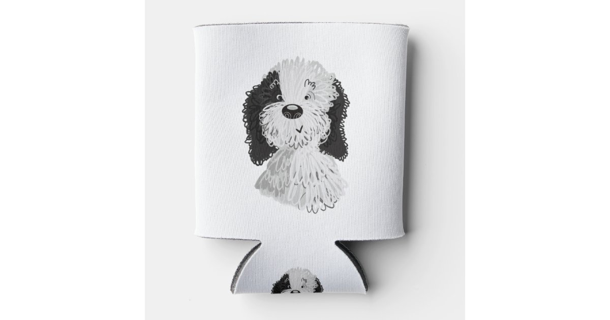 Sheepadoodle hand drawn illustration can cooler | Zazzle