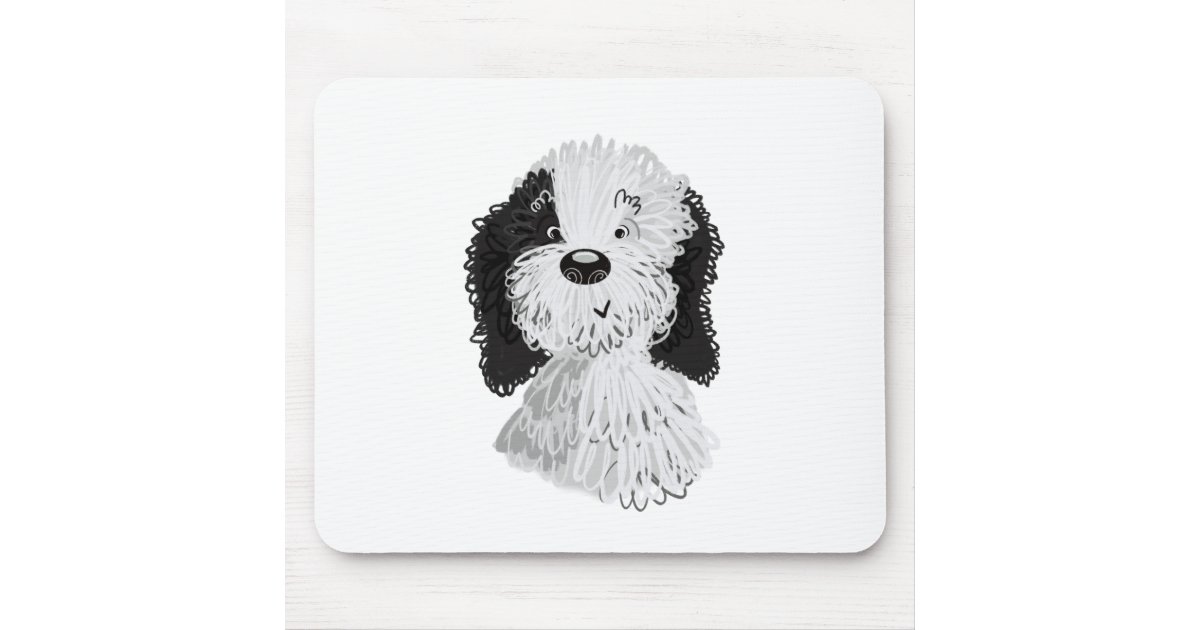 Sheepadoodle hand drawn illustration mouse pad | Zazzle