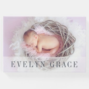 Sheer Overlay | Baby Photo Christening or Baptism Guest Book | Zazzle