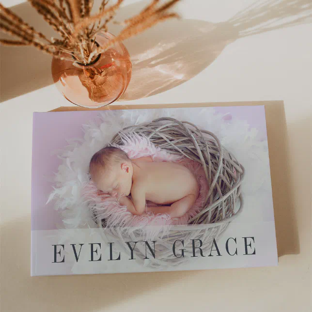 Sheer Overlay | Baby Photo Christening or Baptism Guest Book | Zazzle