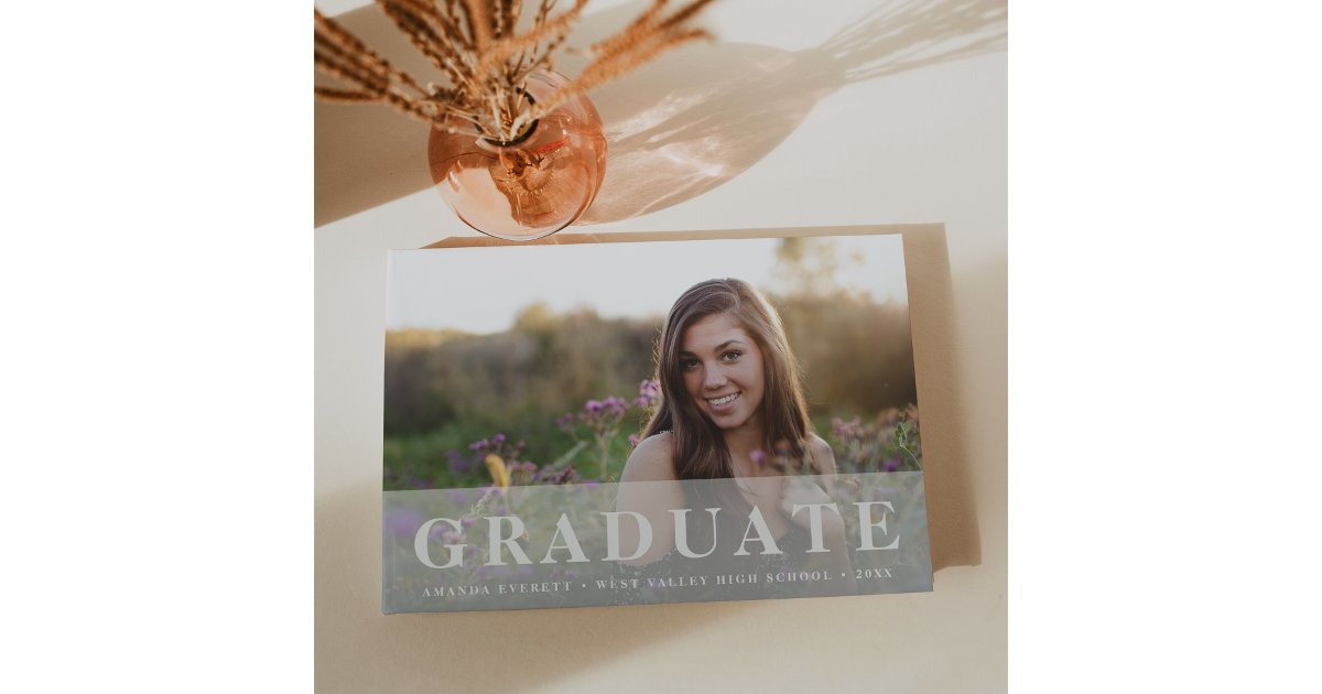 Sheer Stripe | Graduation Photo Guest Book | Zazzle