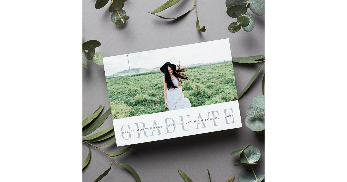 Sheer Stripe | Photo Graduation Announcement Card | Zazzle