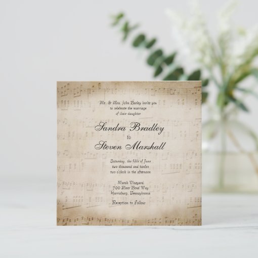 Sheet Classical Music Theme Wedding Invitation | Zazzle