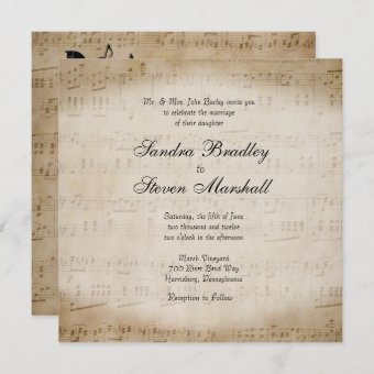 Sheet Classical Music Theme Wedding Invitation | Zazzle