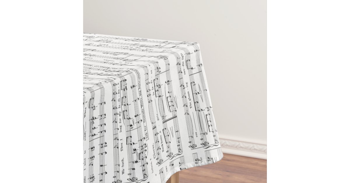 Sheet Music Black and White Pattern Tablecloth | Zazzle