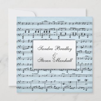 Sheet Music Blue Wedding Invitation | Zazzle