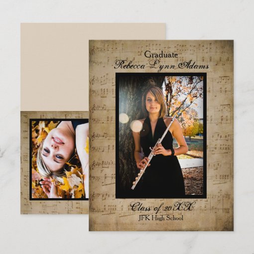 Sheet Music Graduation Announcement - Post Card | Zazzle