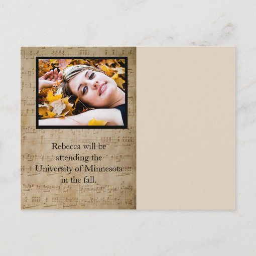Sheet Music Graduation Announcement - Post Card | Zazzle