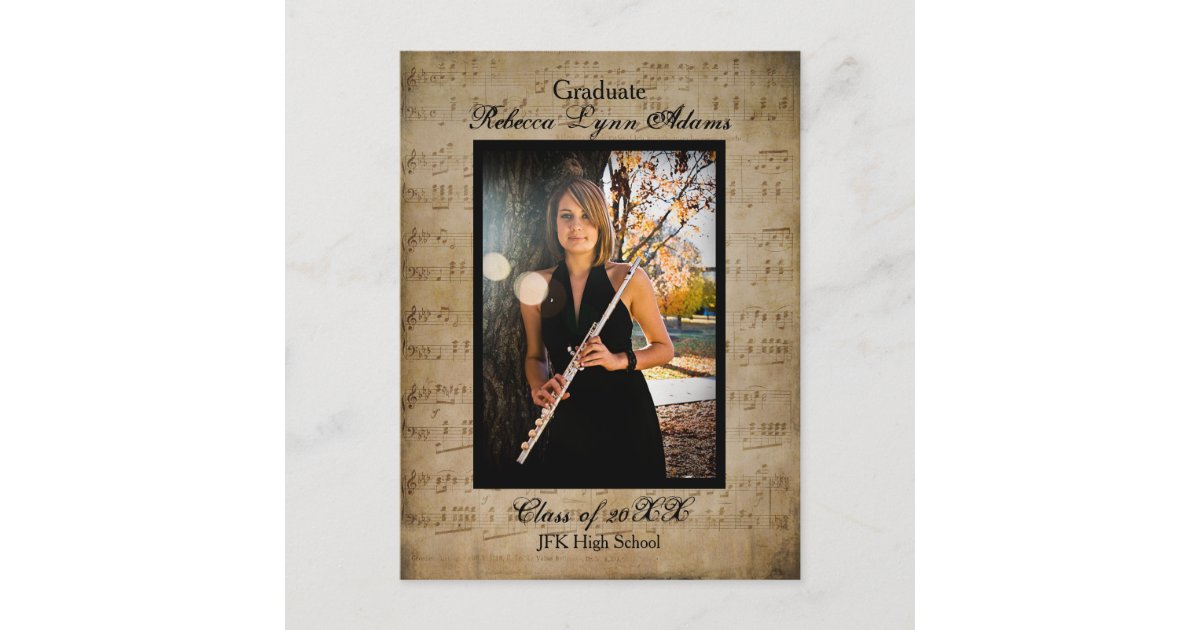 Sheet Music Graduation Announcement - Post Card | Zazzle