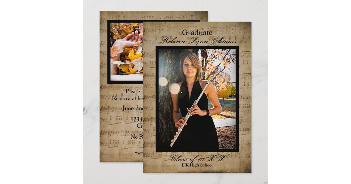 Sheet Music Graduation Announcement w/ Photos | Zazzle